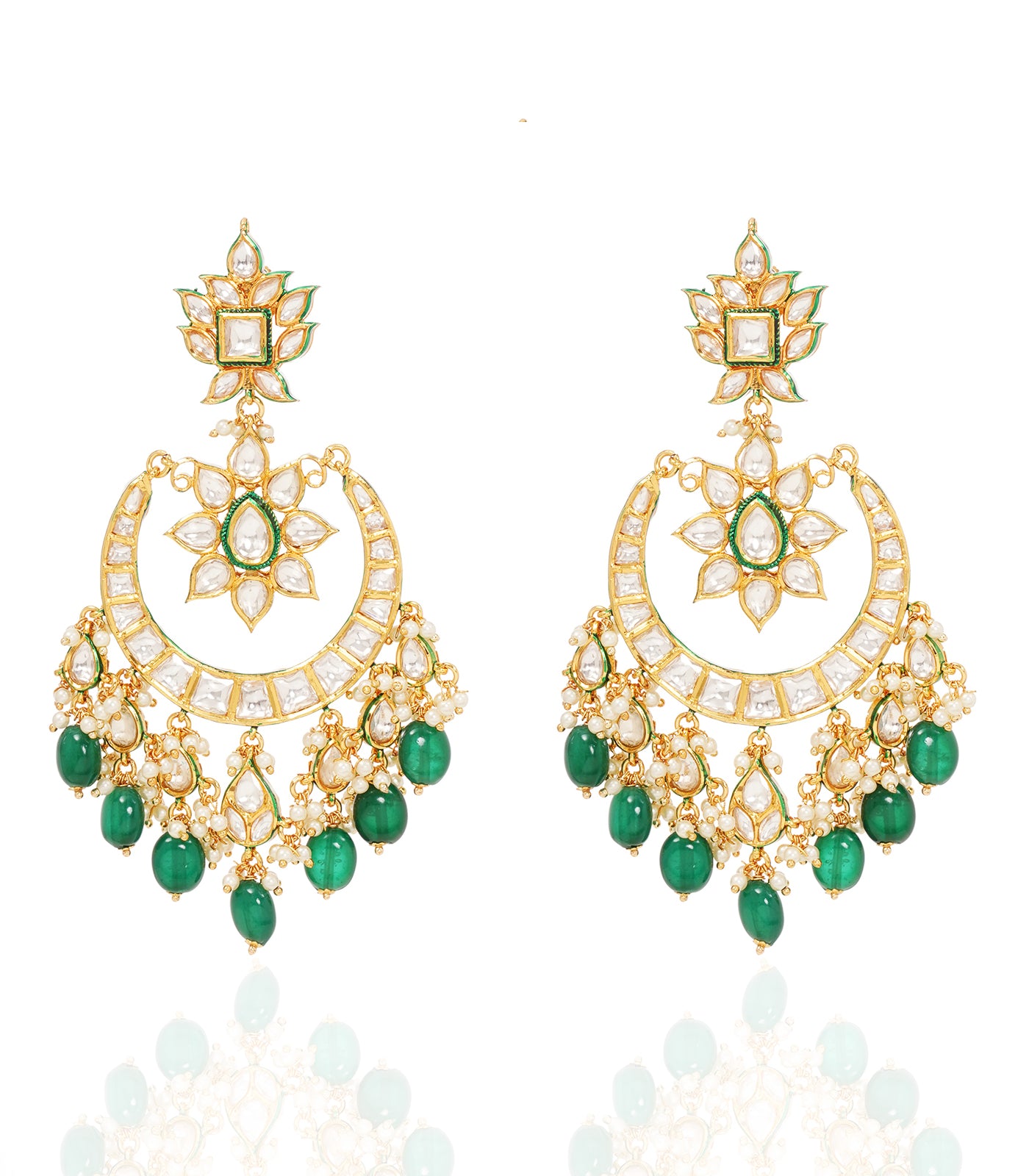 KOMAL GREEN KUNDAN CHANDBALI – Preeti Mohan