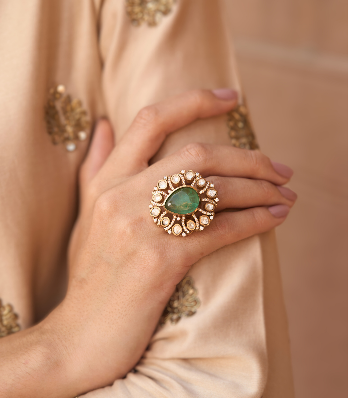 DIVIJA GREEN MOISSANITE RING – Preeti Mohan