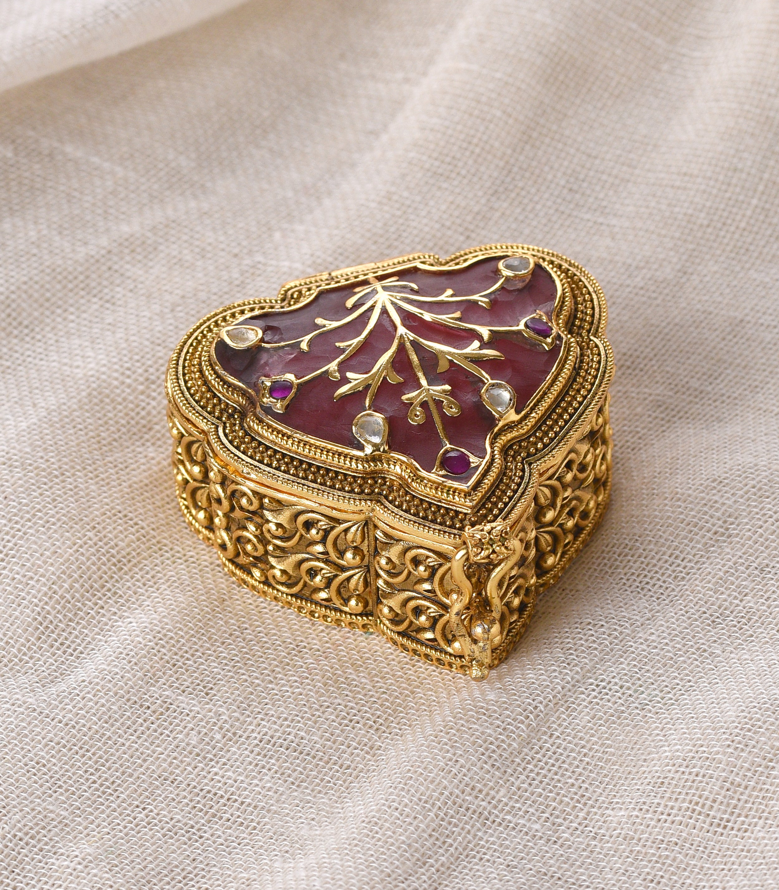 GOLD PLATED PINK KUNDAN SINDOOR BOX – Preeti Mohan