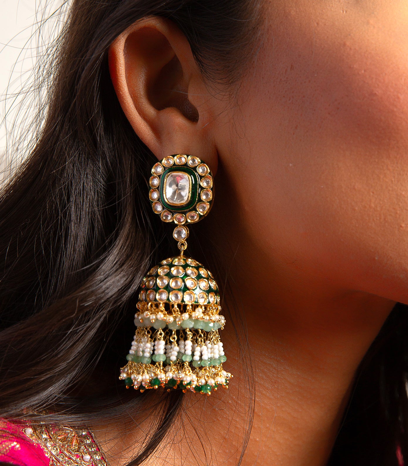 TANVI GREEN MEENAKARI POLKI JHUMKA – Preeti Mohan